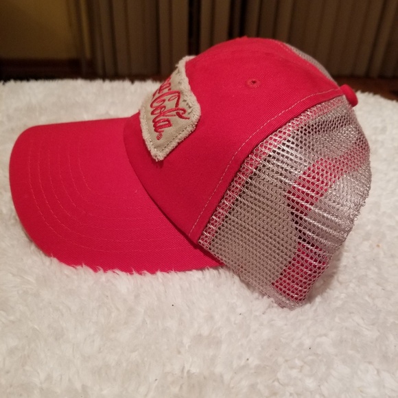 Accessories | Coca Cola Red Tan Velcro Hat Mesh Trucker Cap | Poshmark